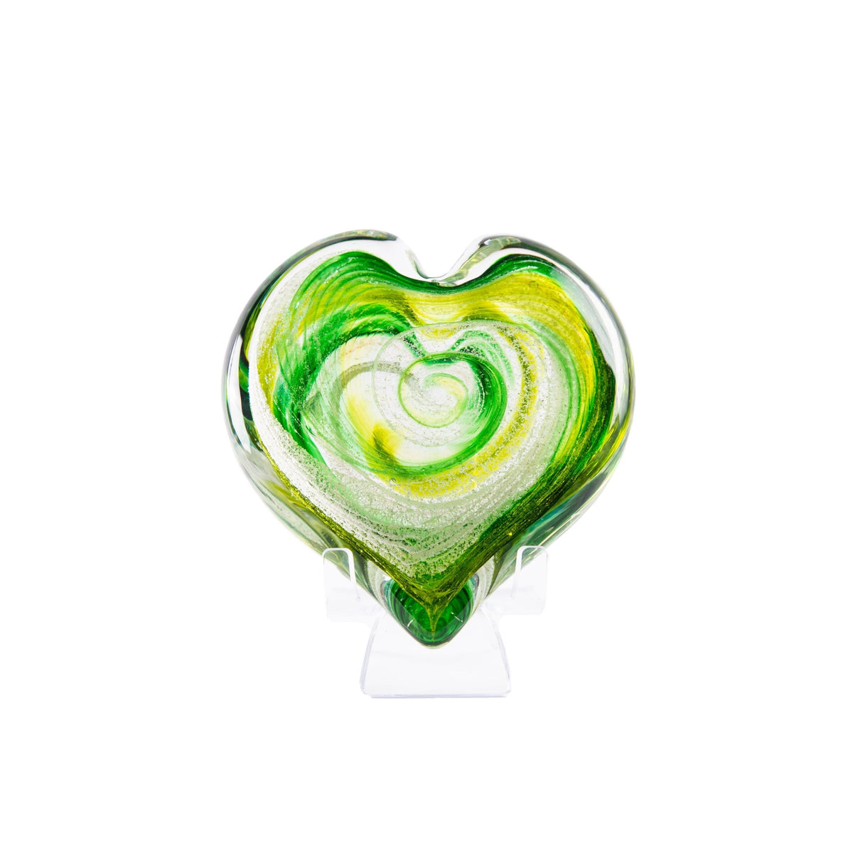 Hand Blown Glass Cremation Heart with Ashes | Honeydew – Reminiss Memorials