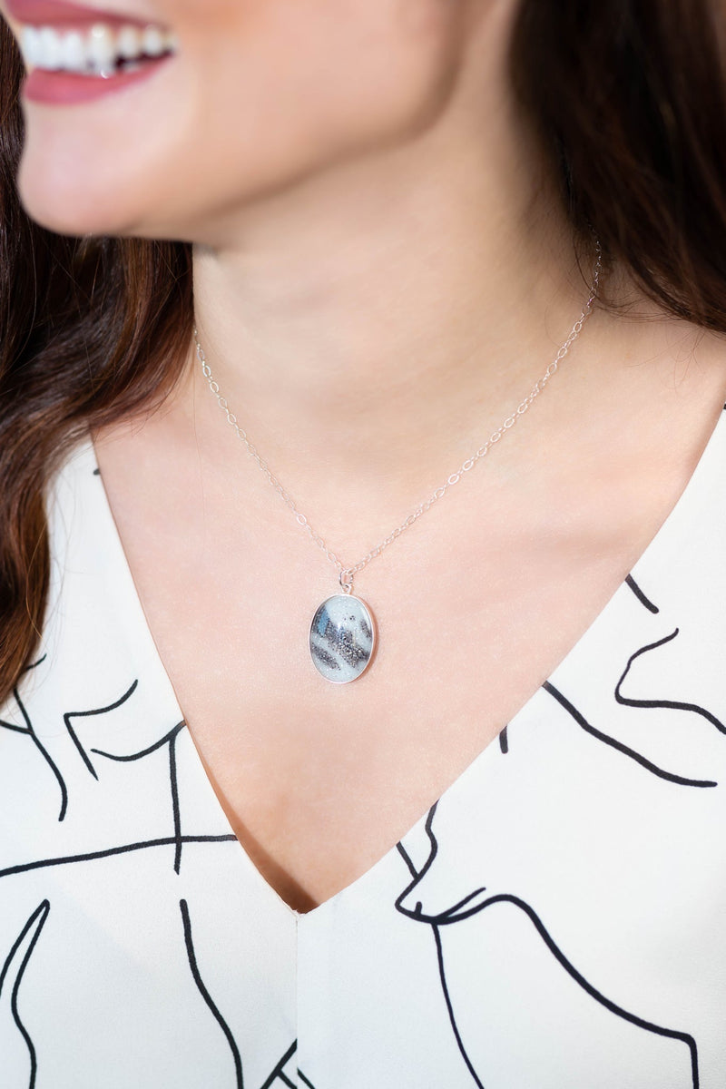 Oval Resin Pendant Memorial Necklace | Cremation Jewelry | Carrera ...