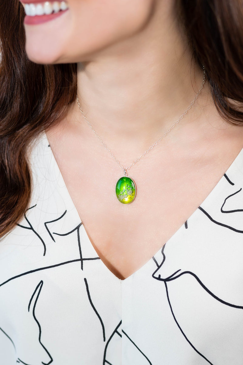 Oval Resin Pendant Memorial Necklace | Cremation Jewelry | Spring ...