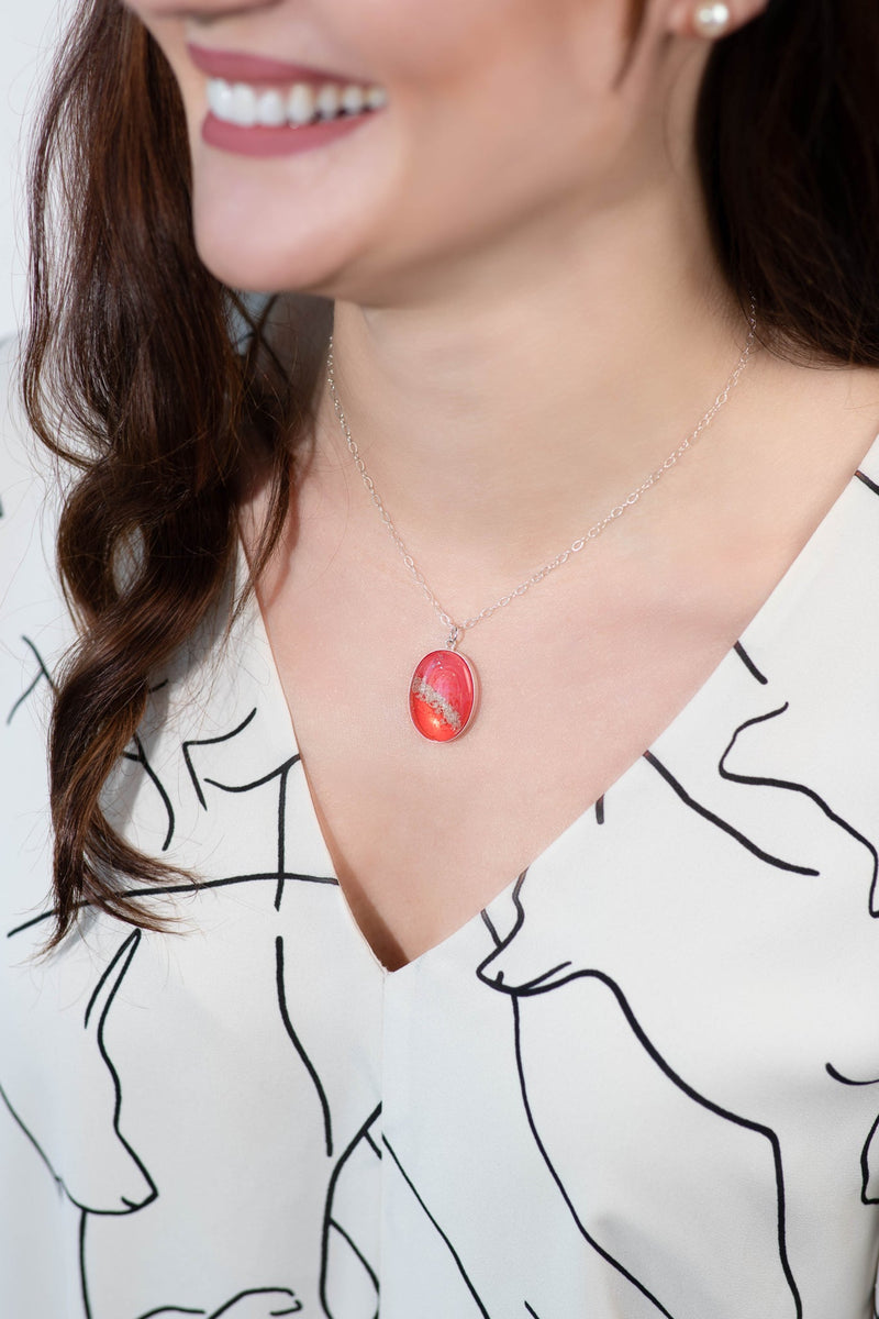 Oval Resin Pendant Memorial Necklace | Cremation Jewelry | Sunset ...