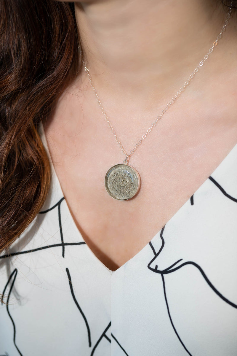 Round Resin Pendant Memorial Necklace | Cremation Jewelry | Coastal ...