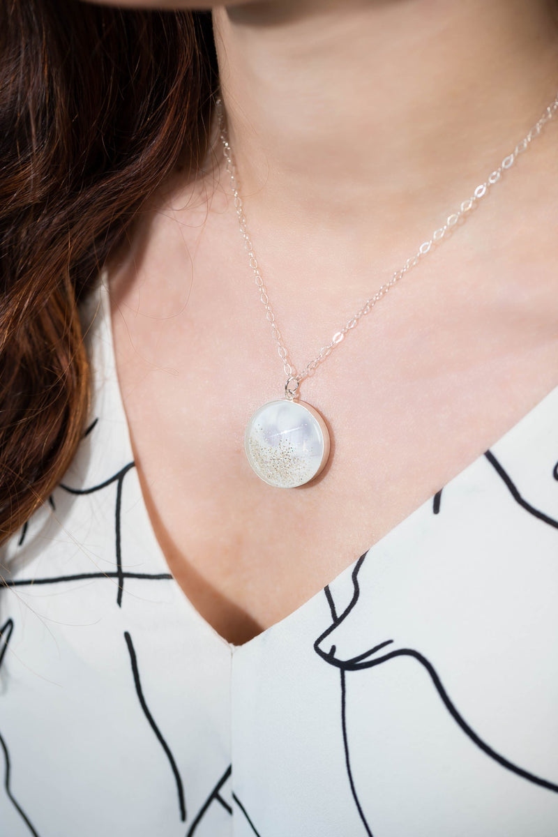 Round Resin Pendant Memorial Necklace | Cremation Jewelry | Lunar ...